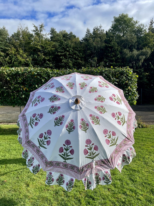 PARASOLS - Stunning garden parasols in pretty block printed cotton ...