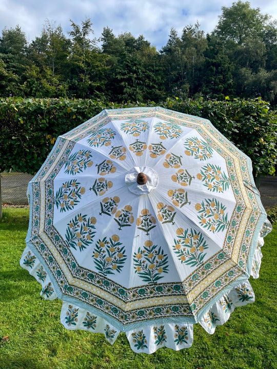 PARASOLS - Stunning garden parasols in pretty block printed cotton ...